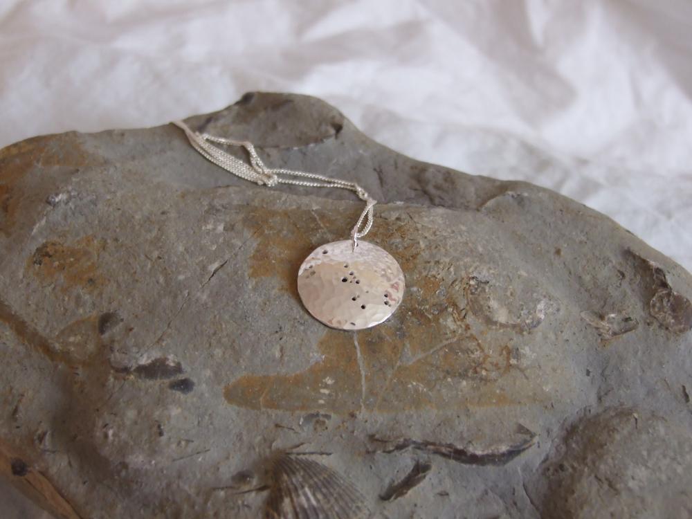 Silver Taurus Pendant: The Constellation Of Taurus On A Textured ...
