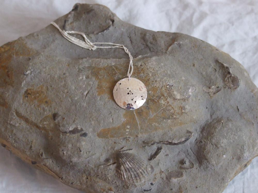 Silver Taurus Pendant: The Constellation Of Taurus On A Textured ...