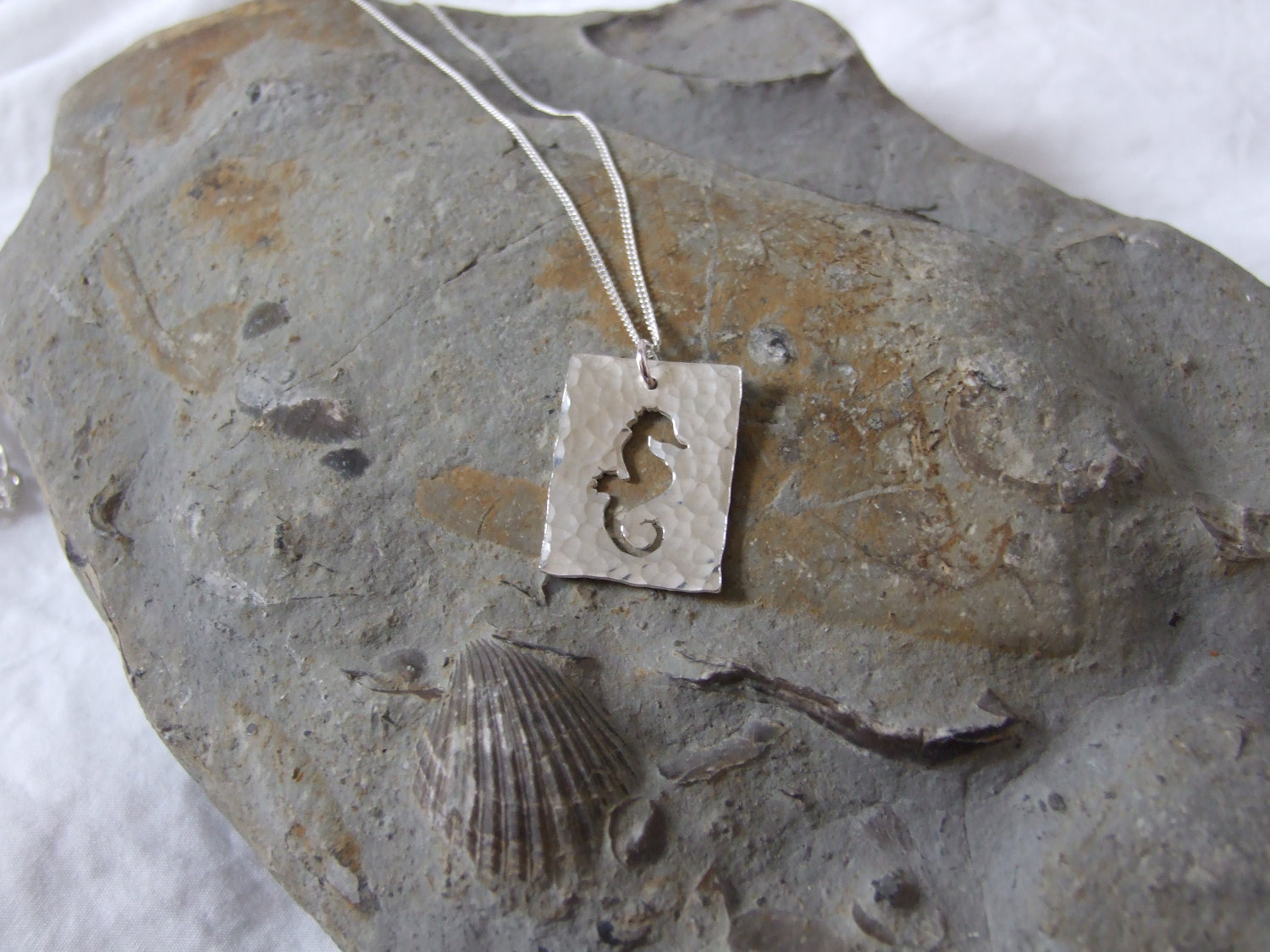 Silver Seahorse Pendant: A Textured Sterling Silver Pendant Showing A ...